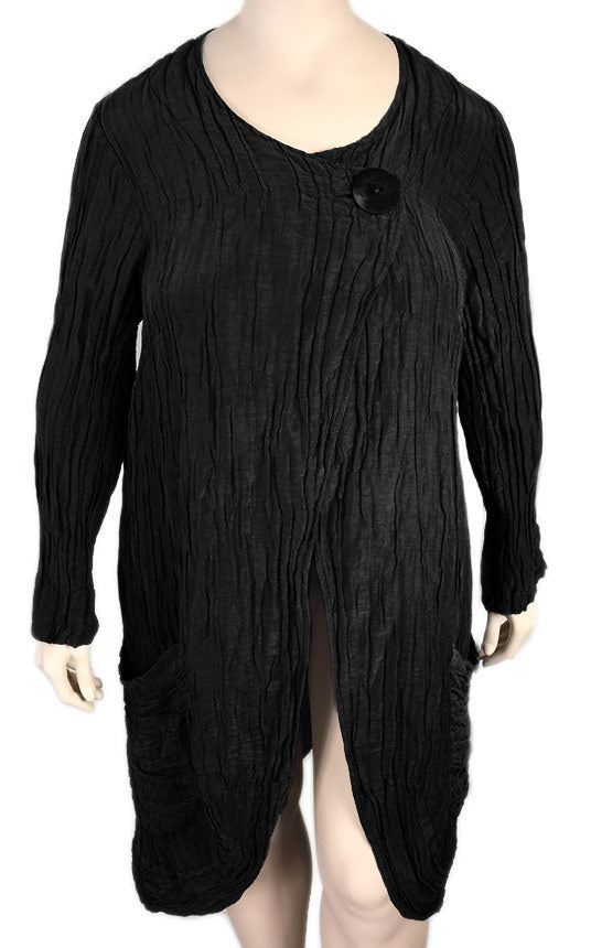 Plus Size GRIZAS Long Silk Linen Elliptical Jacket — FictionNewYork.com