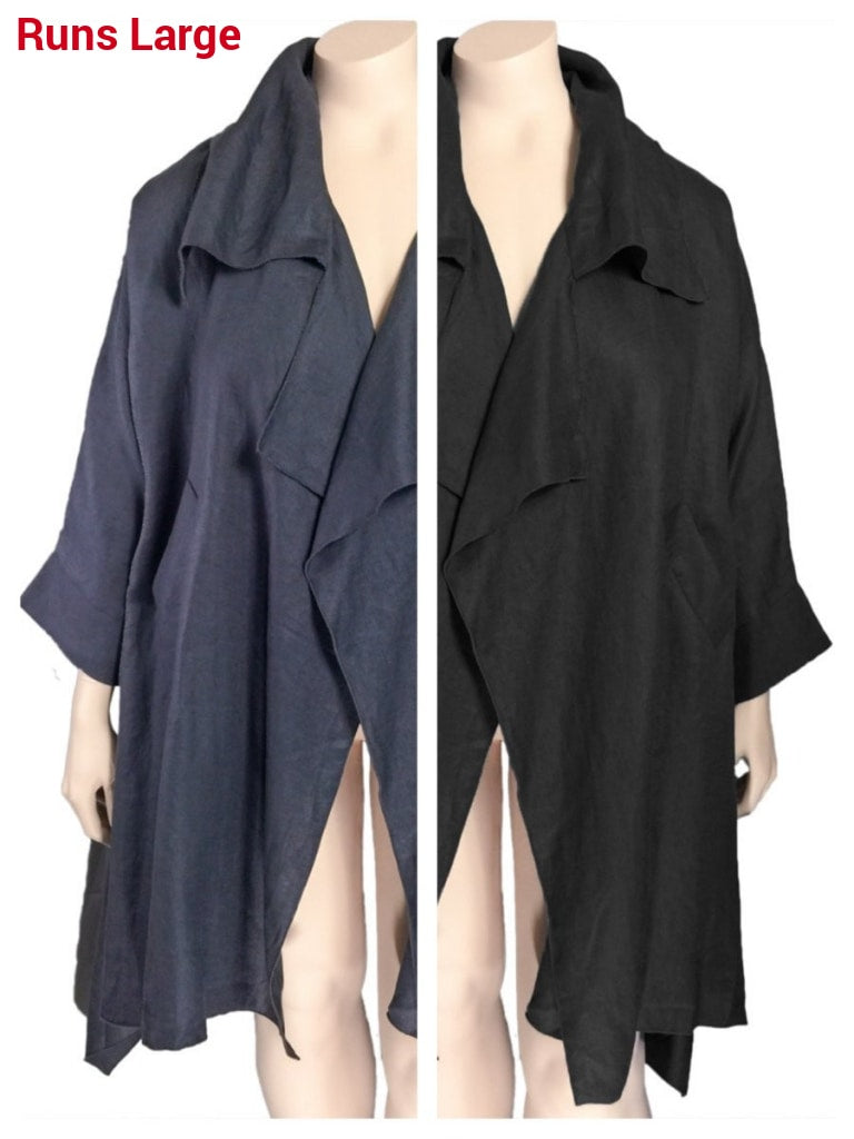 Bianco Levrin Plus Size Draped Linen Jacket — FictionNewYork.com